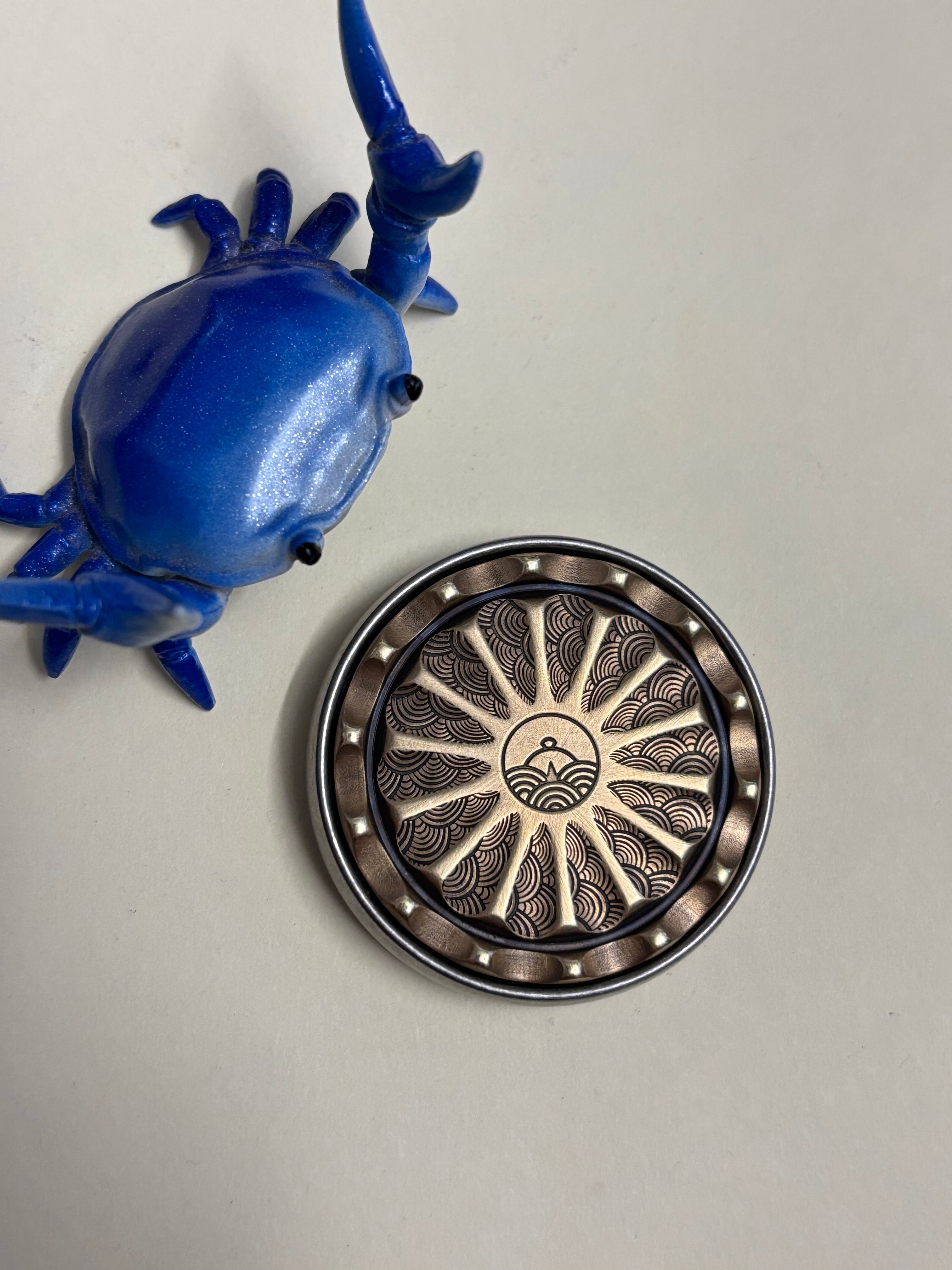 Umburry armored haptic coin - mid size ti/brass- haptic coin - fidget ...